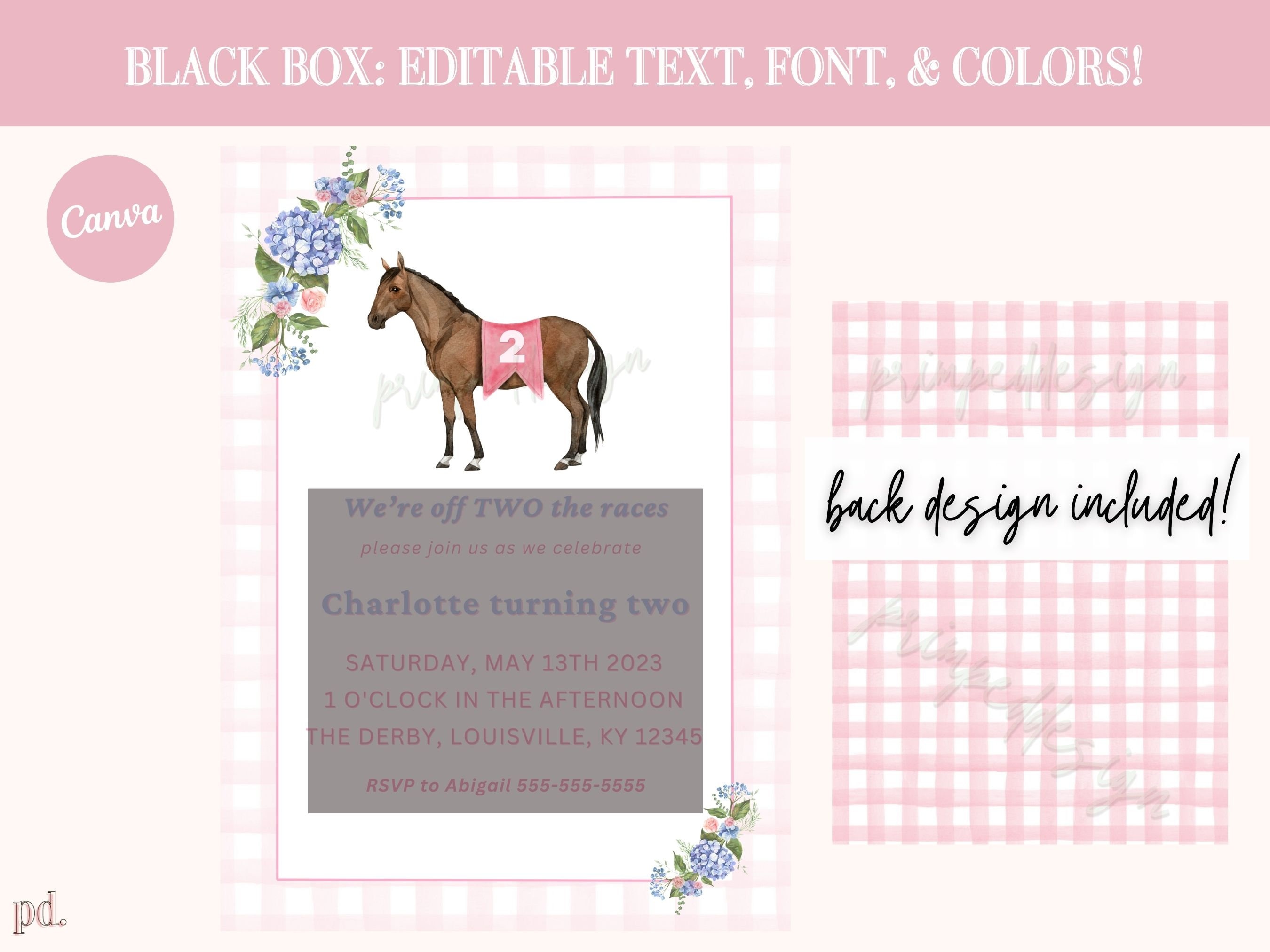 Editable off TWO the Races Birthday Invitation - Pink Derby Digital ...