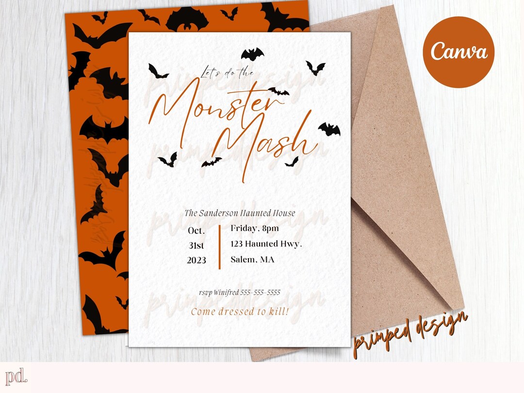 Editable Monster Mash Party Invitation, Halloween Digital Party ...