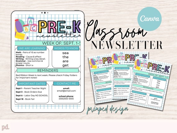 Pre-k Editable School Newsletter Weekly Classroom Newsletter - Etsy