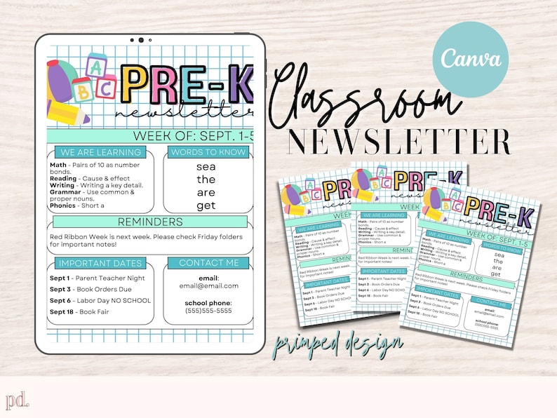Pre-k Editable School Newsletter, Weekly Classroom Newsletter, Weekly ...