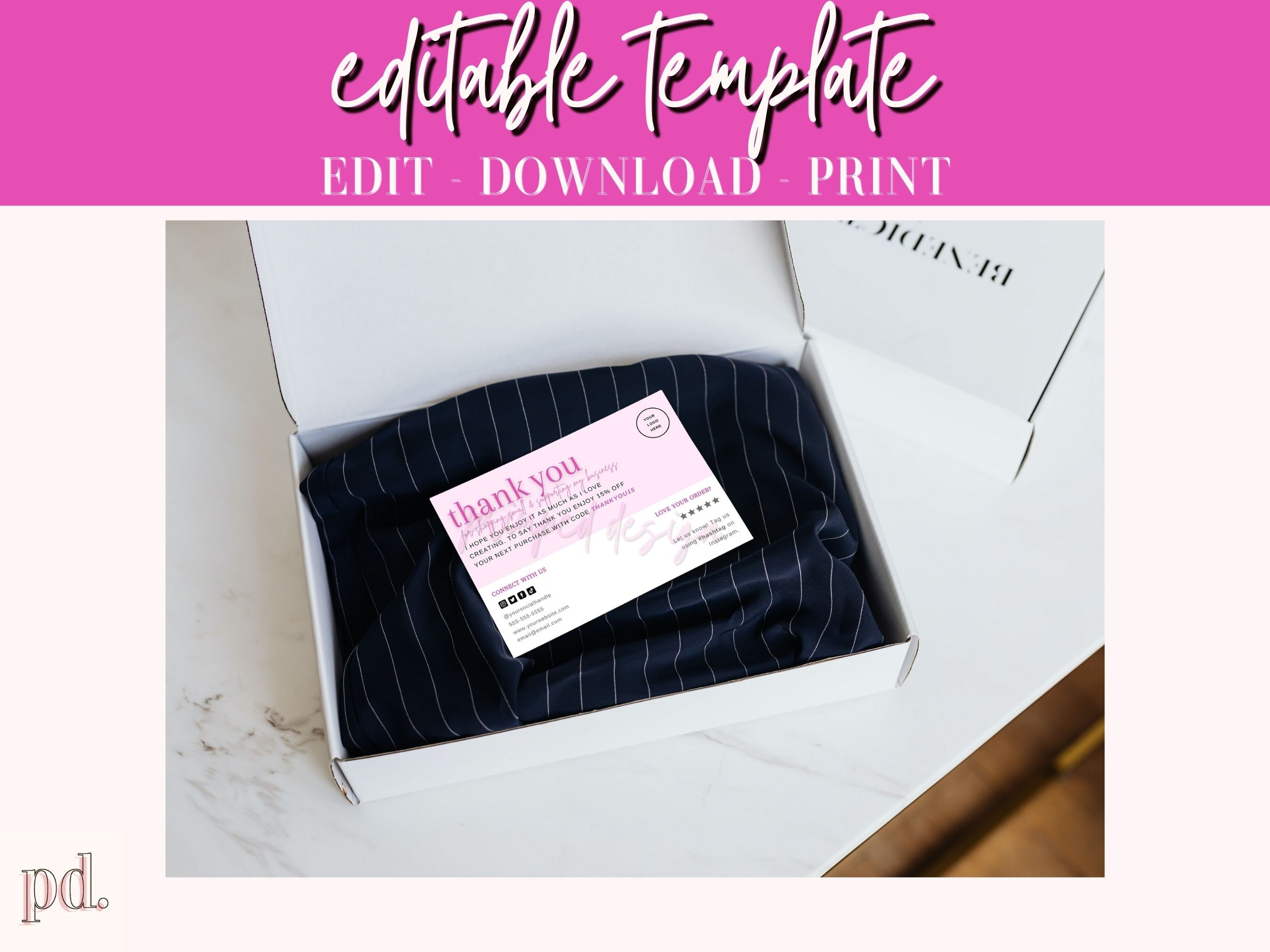 Business Thank You Card Template | Editable Thank You for Shopping ...