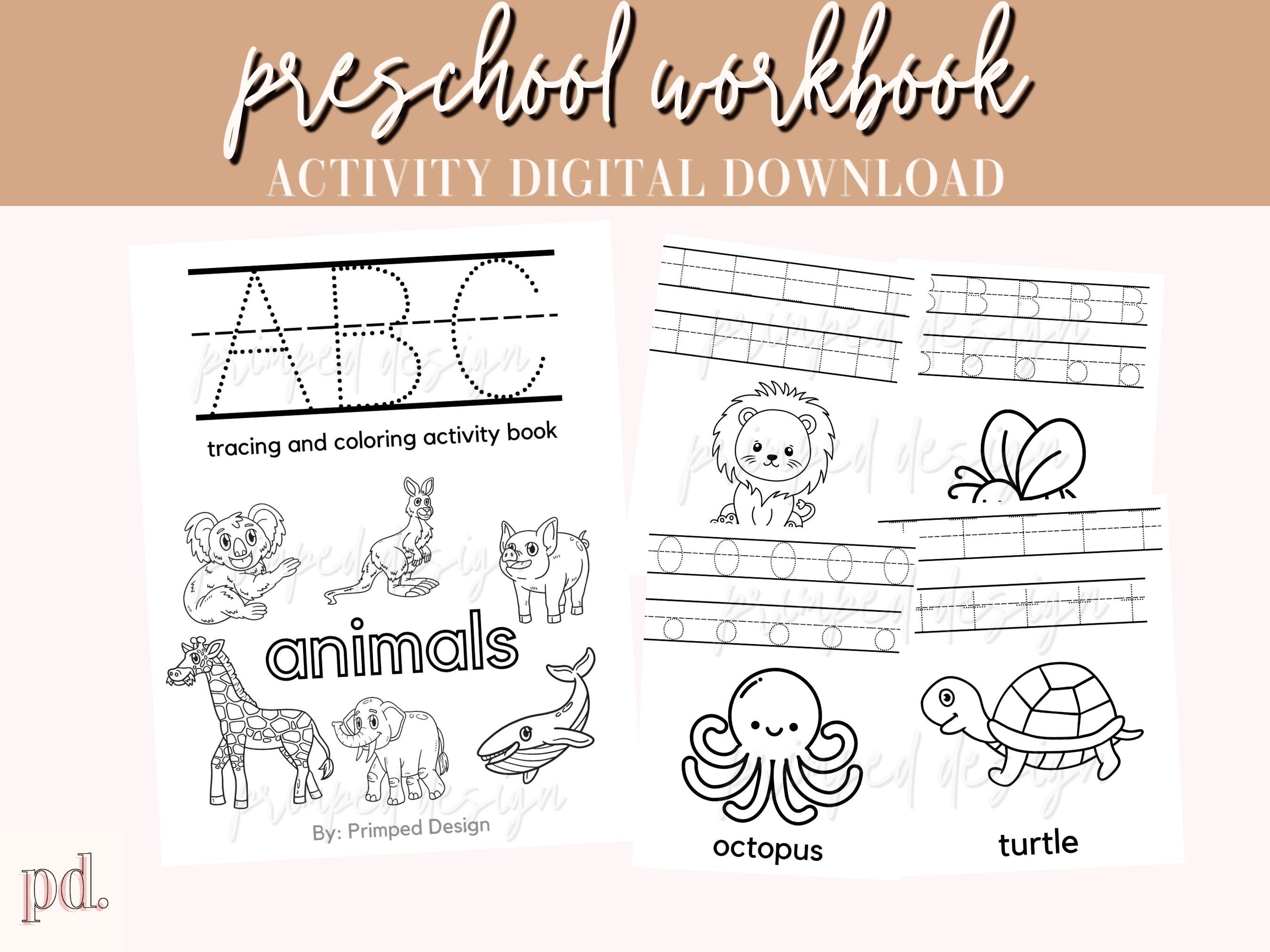 Preschool Alphabet Workbook, ABC Animals, Printable Daily Preschool ...
