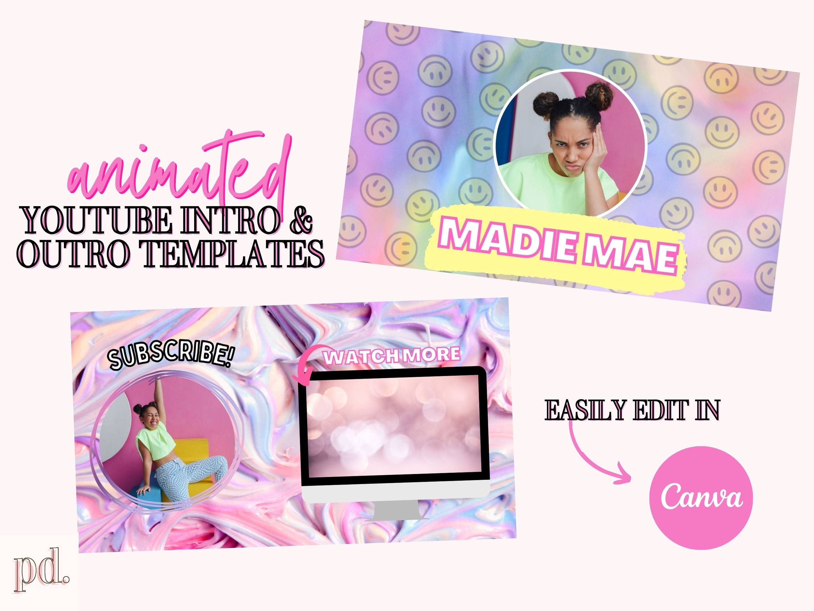 Retro Youtube Channel Starter Kit Editable Canva Templates Youtube ...