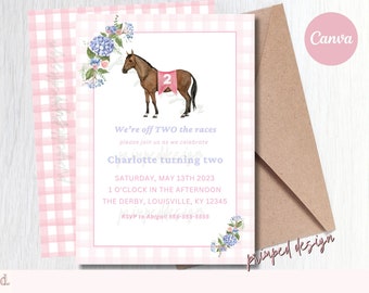 Off Two the Races Kentucky Derby Themed Birthday Party Invitation ...