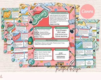 Editable School Newsletter, Monthly Classroom Newsletter, 12 Month ...