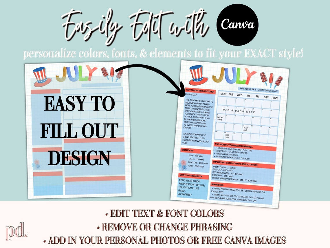 12 Month Newsletter Template Editable School Newsletter - Etsy