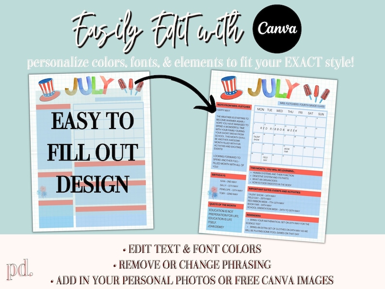 12 Month Newsletter Template Editable School Newsletter - Etsy