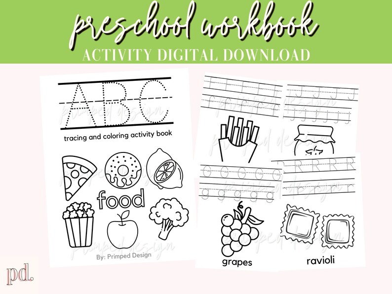 Preschool Alphabet Workbook, Food ABC , Printable Daily Preschool ...