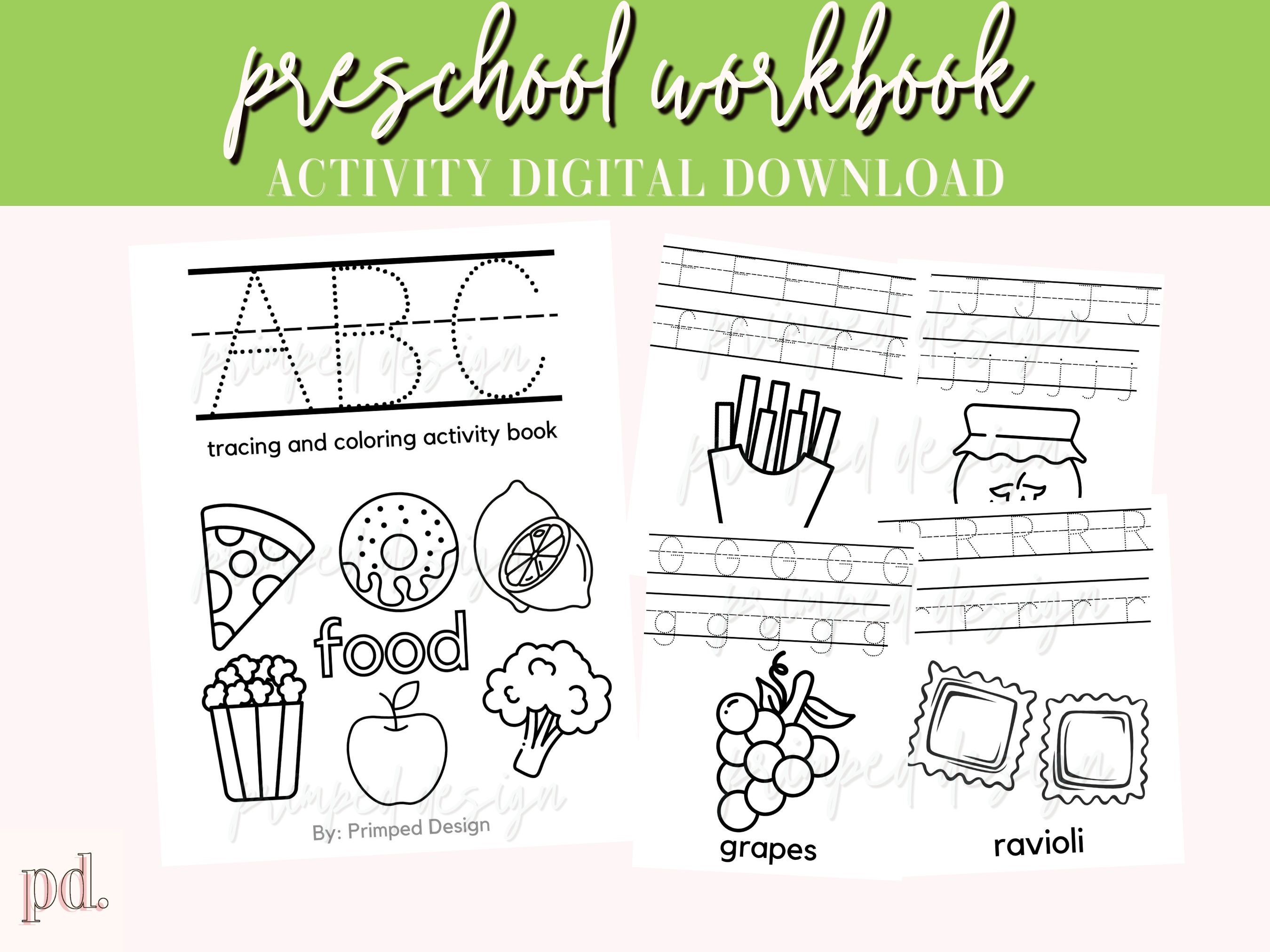 Preschool Alphabet Workbook, Food ABC , Printable Daily Preschool ...