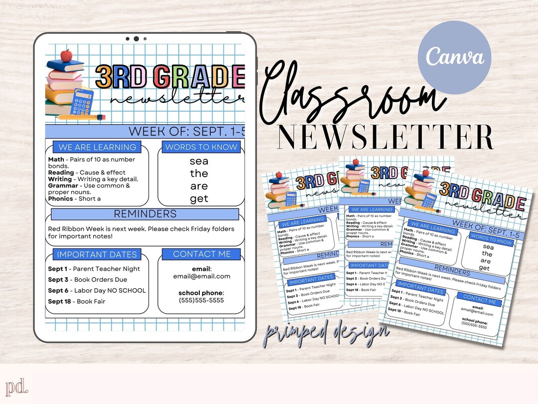 3rd Grade Editable School Newsletter, Weekly Classroom Newsletter ...