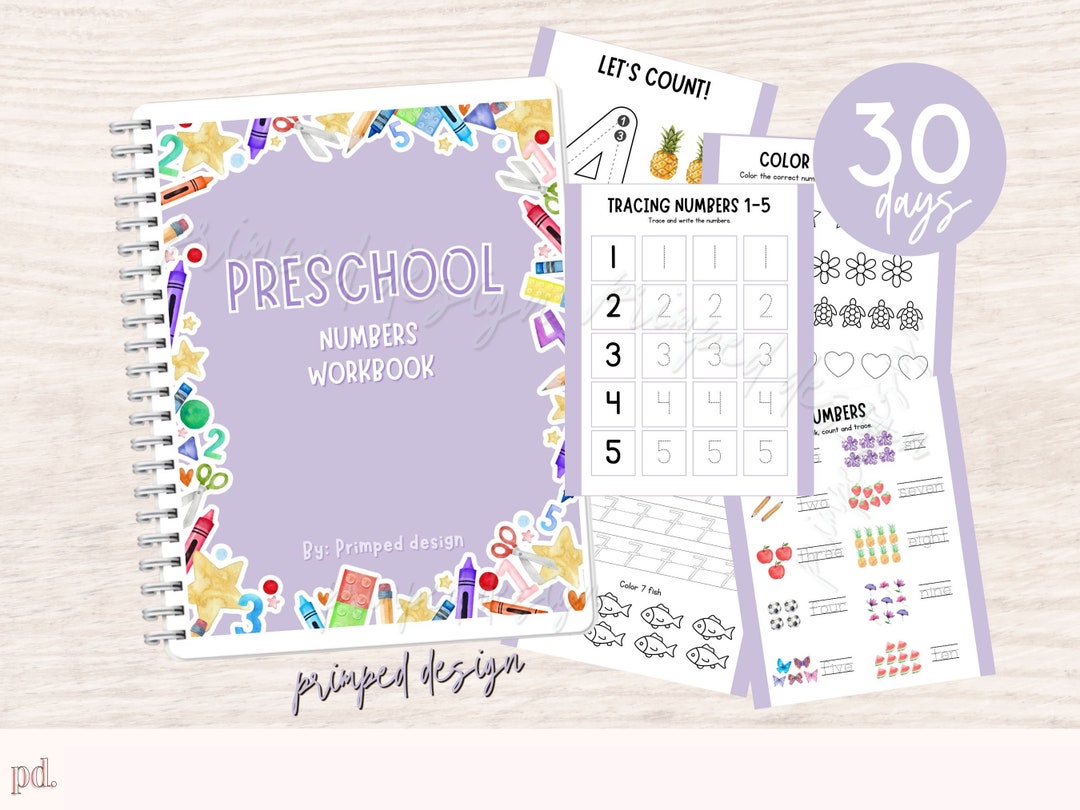 Preschool Numbers Workbook, Printable Daily Preschool Activity ...