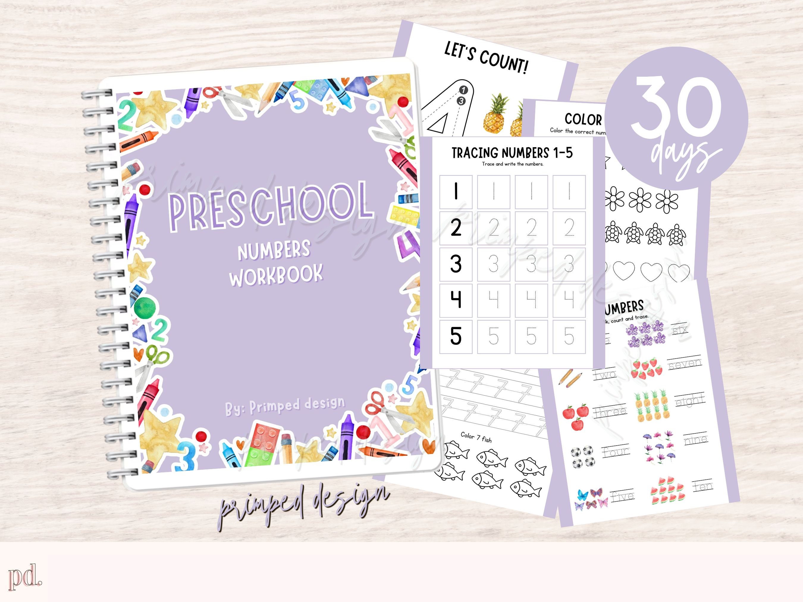 Preschool Numbers Workbook, Printable Daily Preschool Activity ...