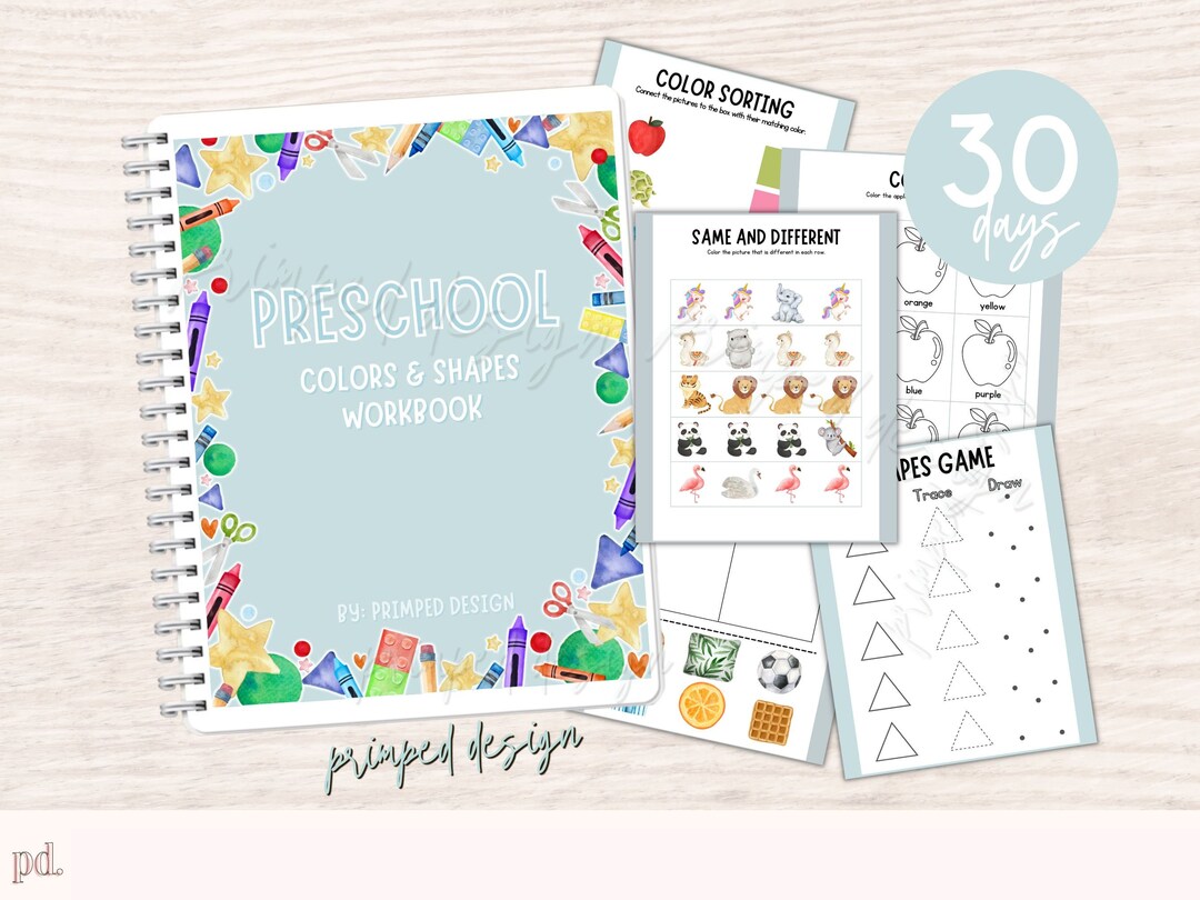 Preschool Colors and Shapes Workbook, Printable Daily Preschool ...