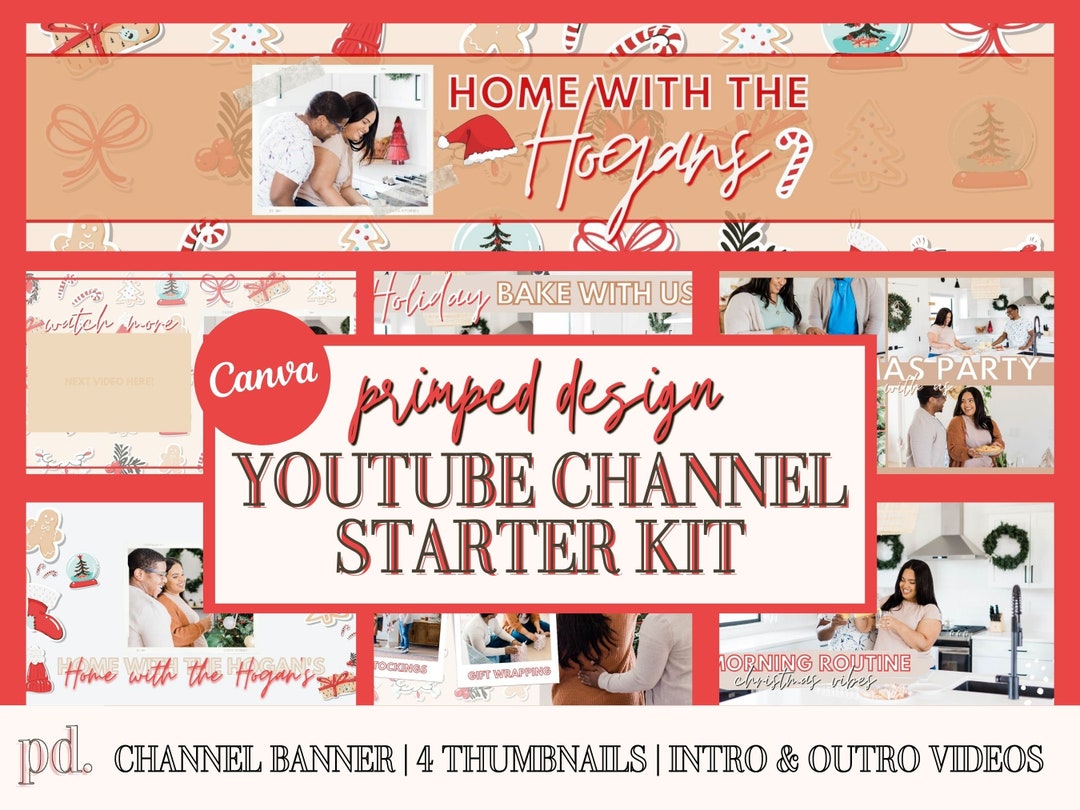 Classic Christmas Vlogmas Youtube Channel Starter Kit - Editable Canva ...