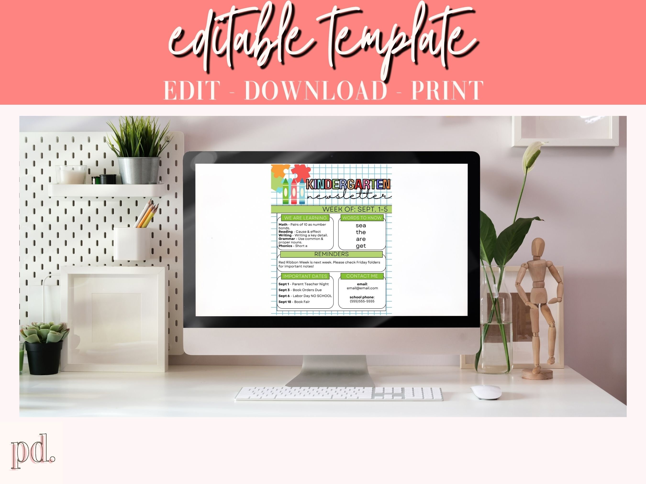 Kindergarten Editable School Newsletter, Weekly Classroom Newsletter ...