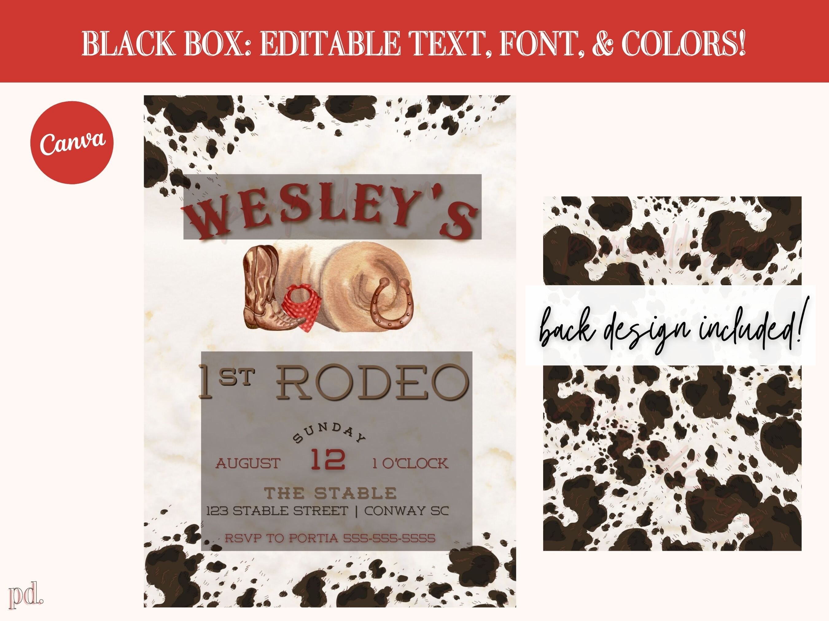 Editable 1st Rodeo Birthday Invitation - Western Rodeo Digital Party ...