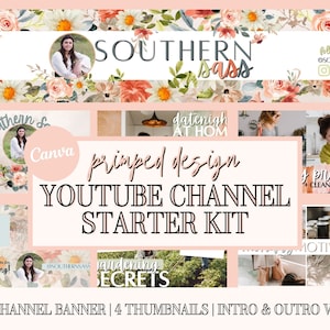 Watercolor Floral Youtube Channel Starter Kit - Editable Canva ...