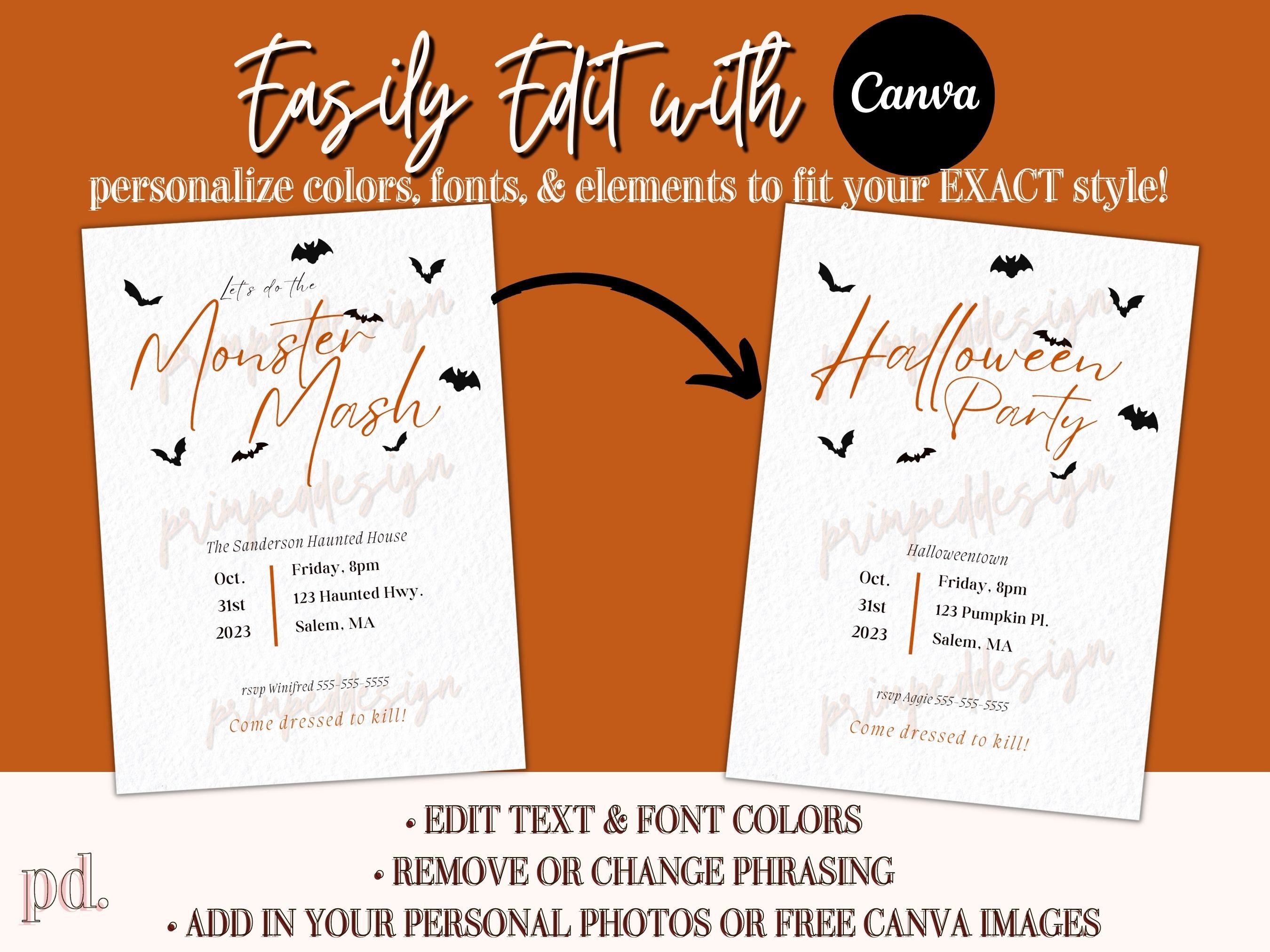 Editable Monster Mash Party Invitation, Halloween Digital Party ...