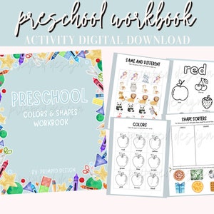 Preschool Colors and Shapes Workbook, Printable Daily Preschool ...