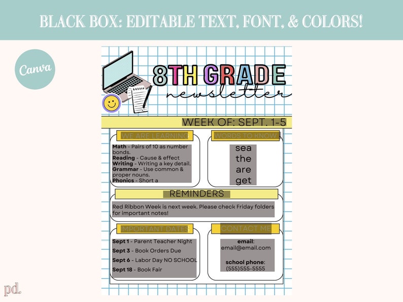 8th Grade Editable School Newsletter, Weekly Classroom Newsletter ...
