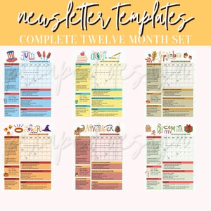 12 Month Newsletter Template, Editable School Newsletter, Monthly ...