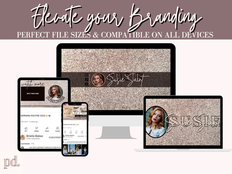 Glitter Youtube Channel Starter Kit Editable Canva Templates - Etsy