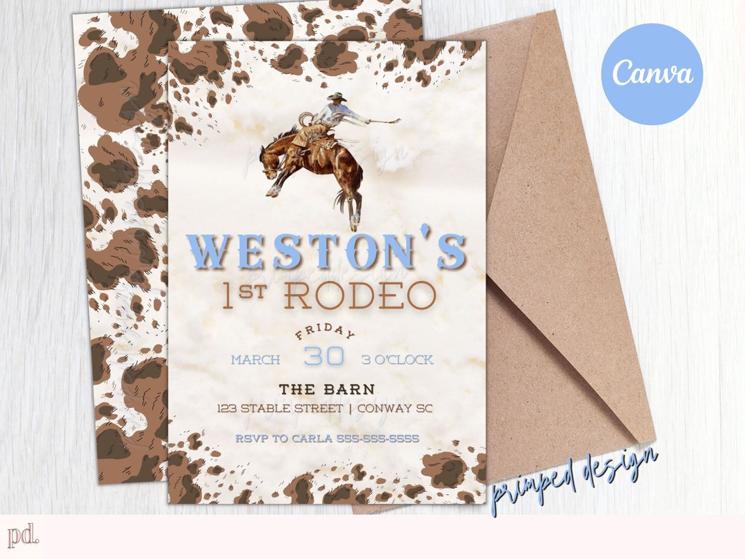 Editable 1st Rodeo Birthday Invitation - Western Rodeo Digital Party ...
