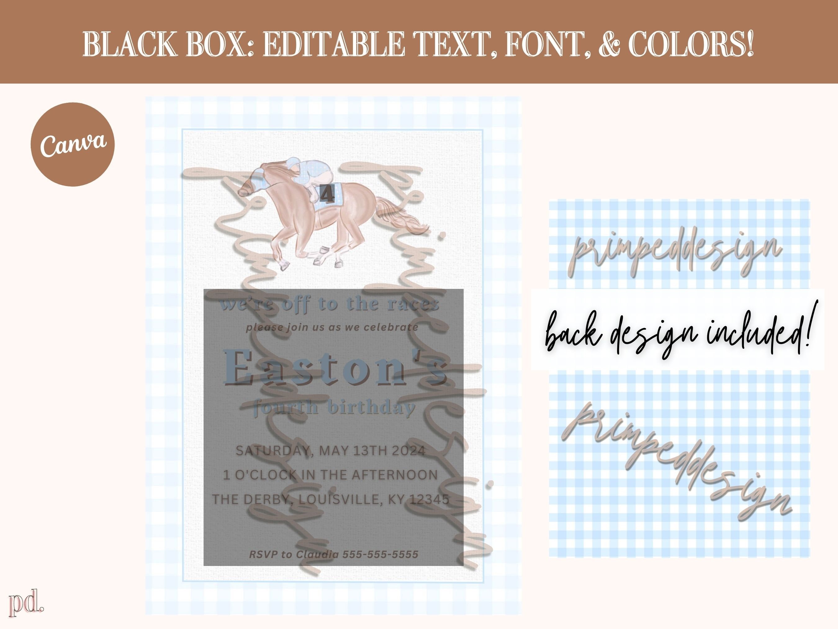 Editable off to the Races Birthday Invitation - Horse Digital Party ...