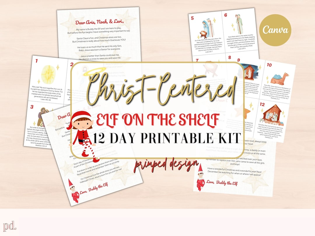 Christian Elf 12 Day Kit, Elf Printable Kit, Kids Nativity Advent ...