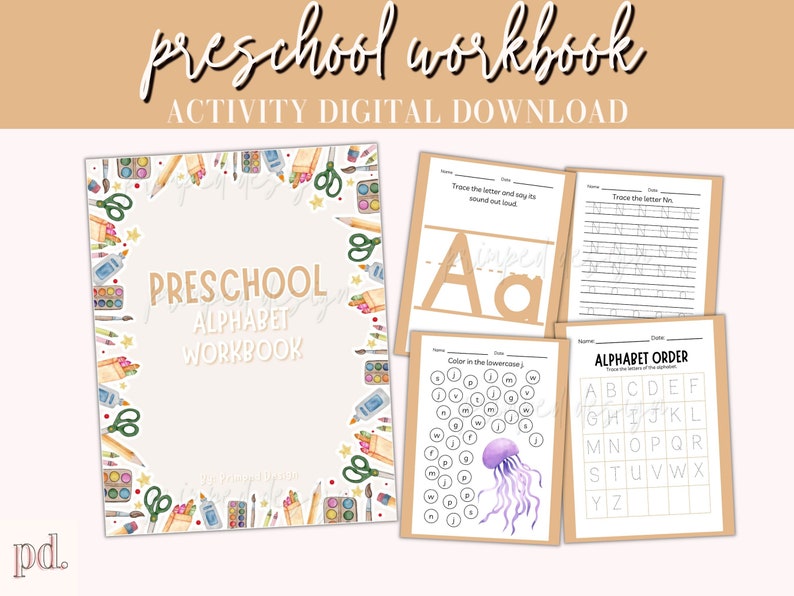 Preschool Alphabet Workbook, Printable Daily Preschool Activity ...