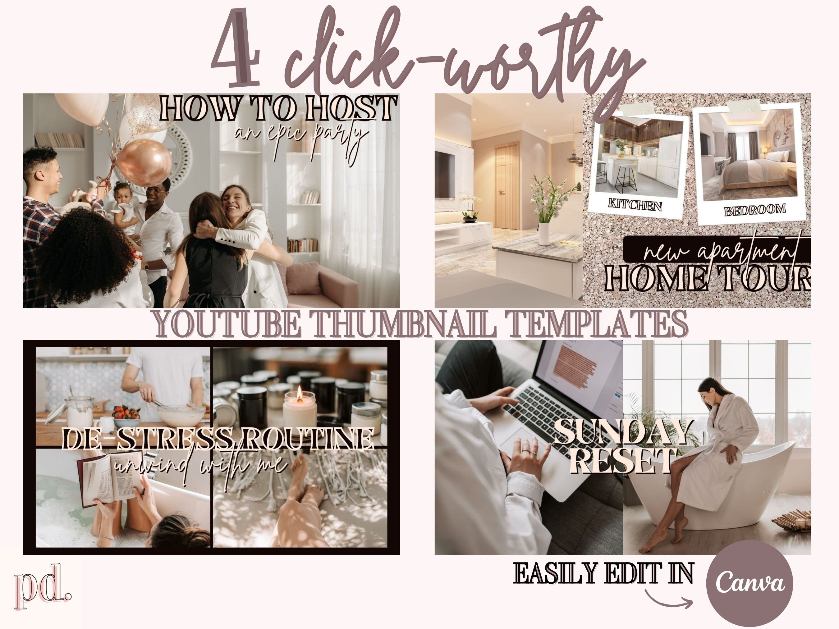 Glitter Youtube Channel Starter Kit Editable Canva Templates - Etsy