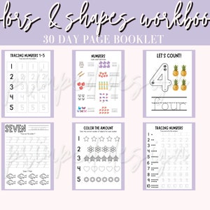 Preschool Numbers Workbook, Printable Daily Preschool Activity ...