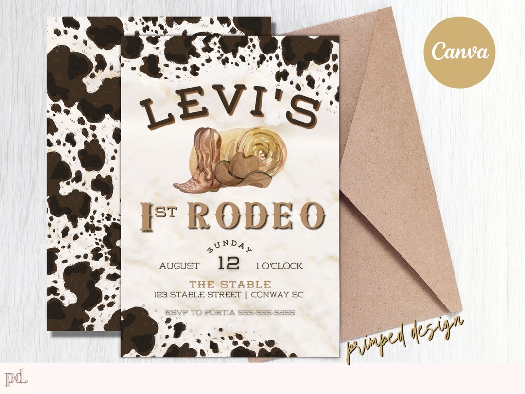 Editable 1st Rodeo Birthday Invitation - Western Rodeo Digital Party ...