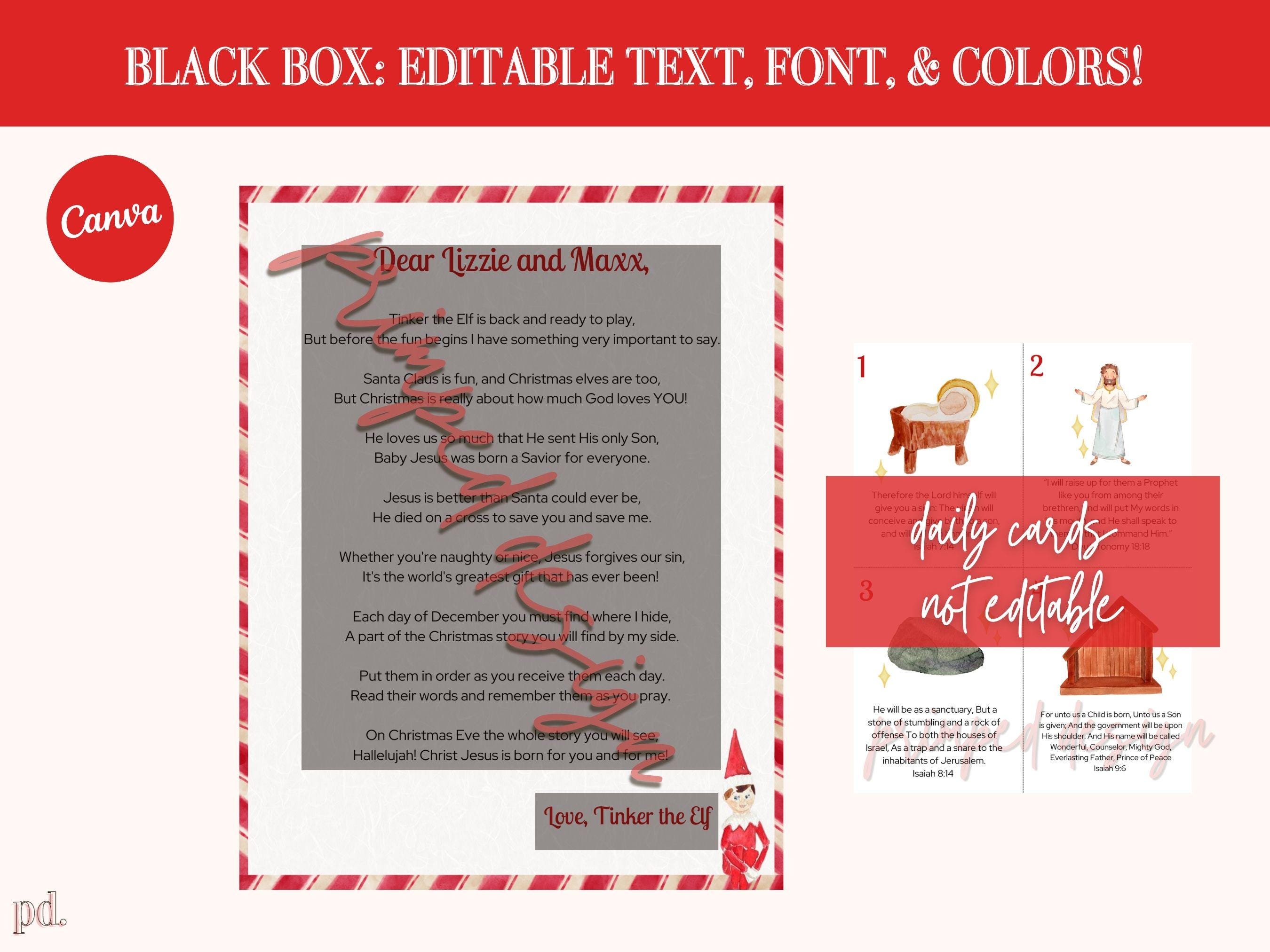 Christian Elf 24 Day Kit, Elf Printable Kit, Kids Nativity Advent ...