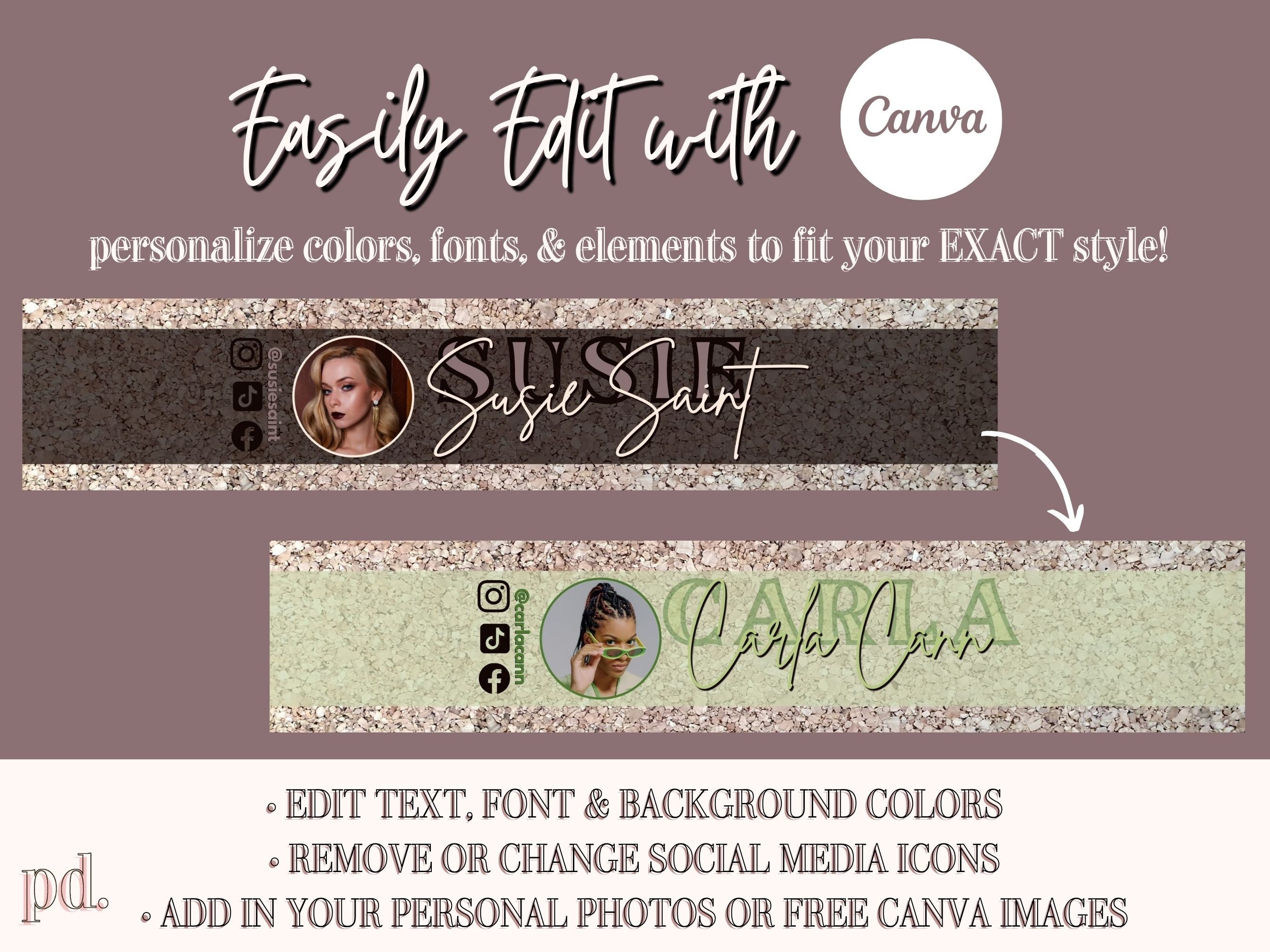 Glitter Youtube Channel Starter Kit Editable Canva Templates - Etsy