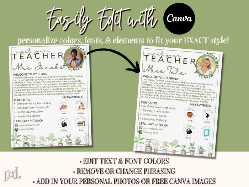 Meet the Teacher Editable Template, Plant Vibes Back to School Welcome ...