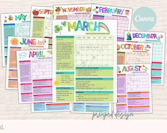 Editable School Newsletter, Monthly Classroom Newsletter, 12 Month ...
