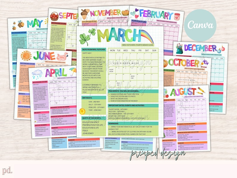 12 Month Newsletter Template, Editable School Newsletter, Monthly ...