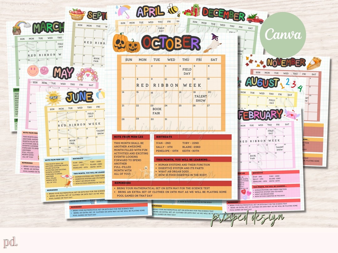 12 Month Newsletter Template, Editable School Newsletter, Monthly ...