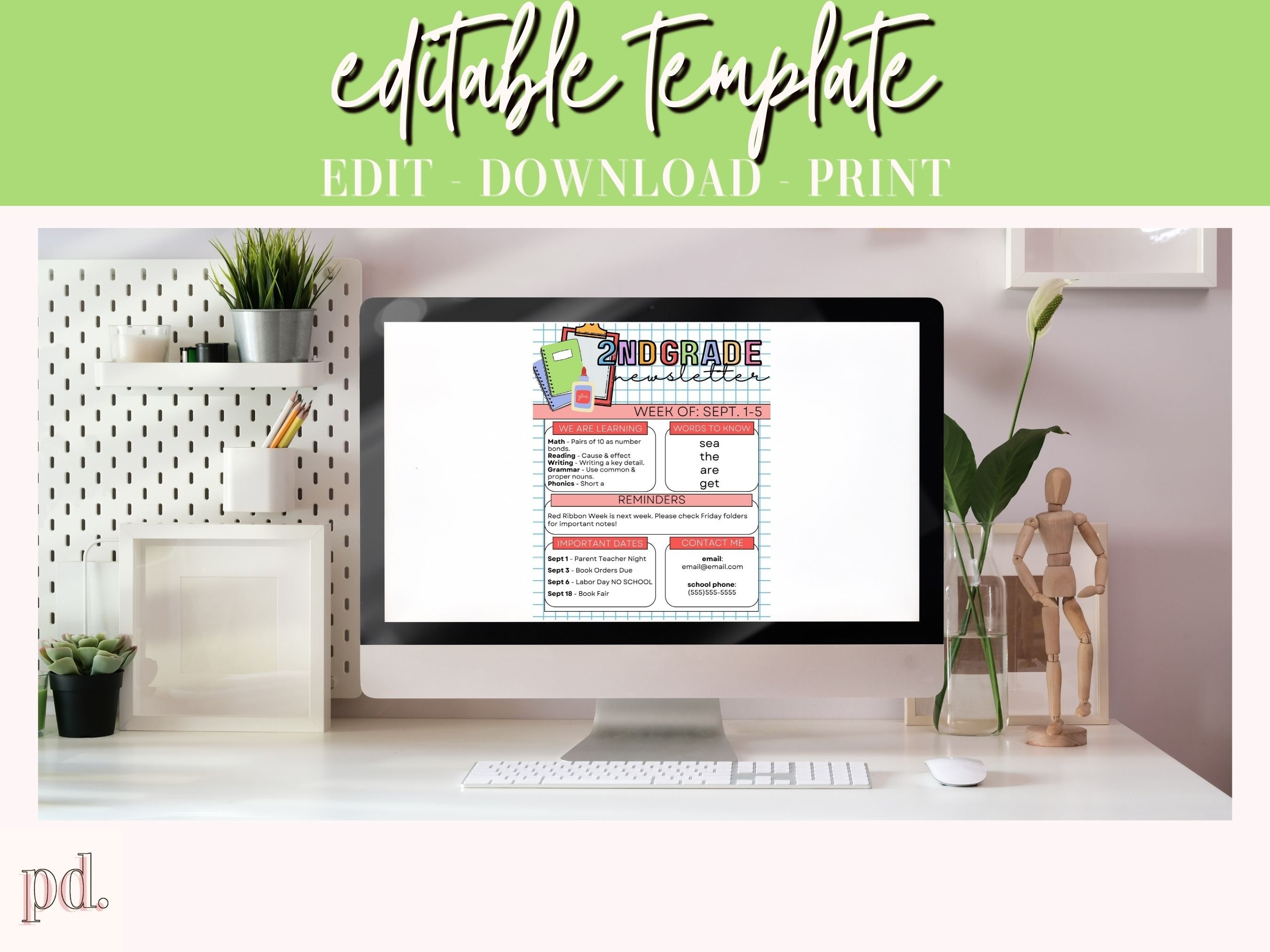 2nd Grade Editable School Newsletter, Weekly Classroom Newsletter ...