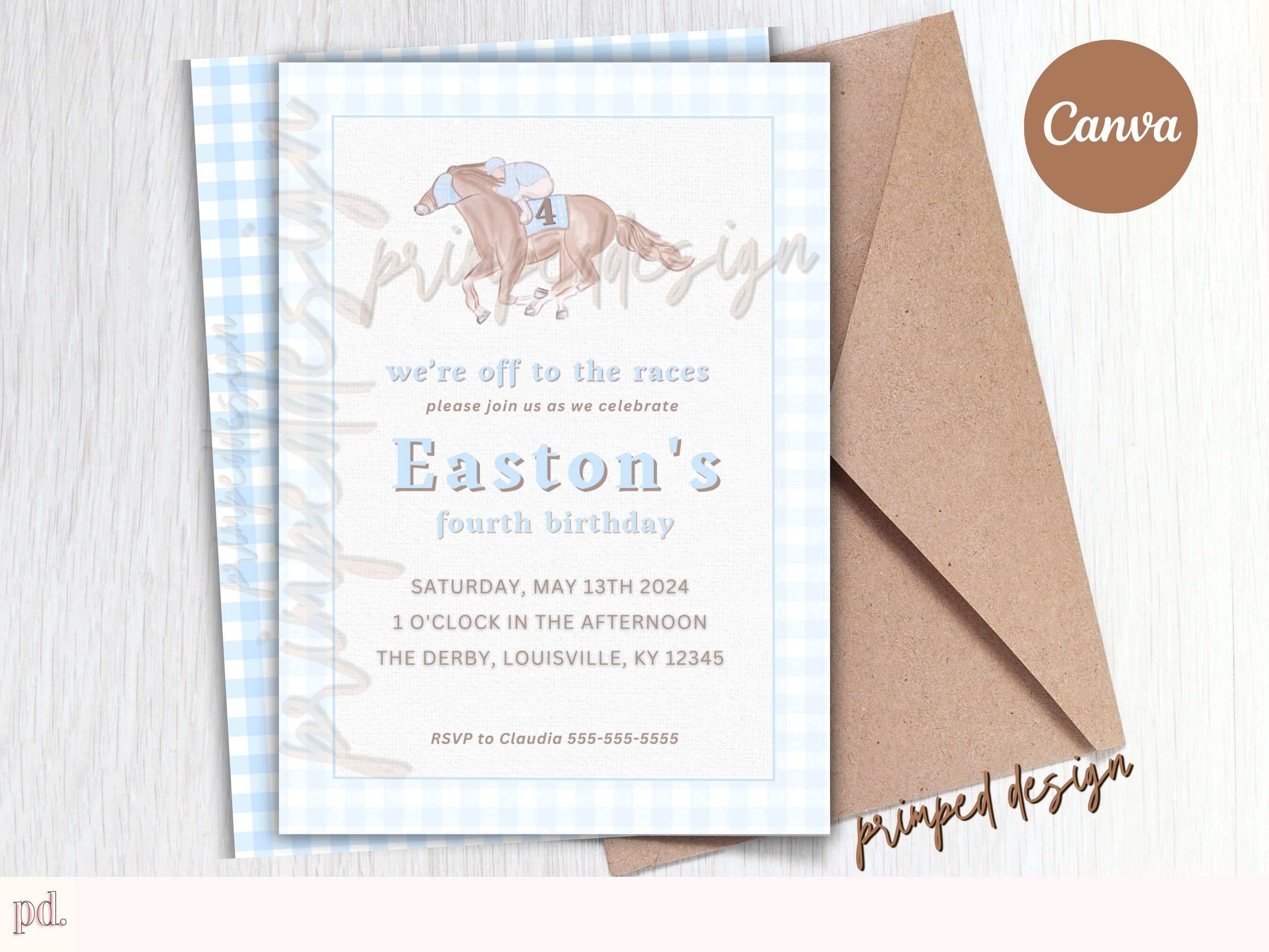 Editable off to the Races Birthday Invitation - Horse Digital Party ...