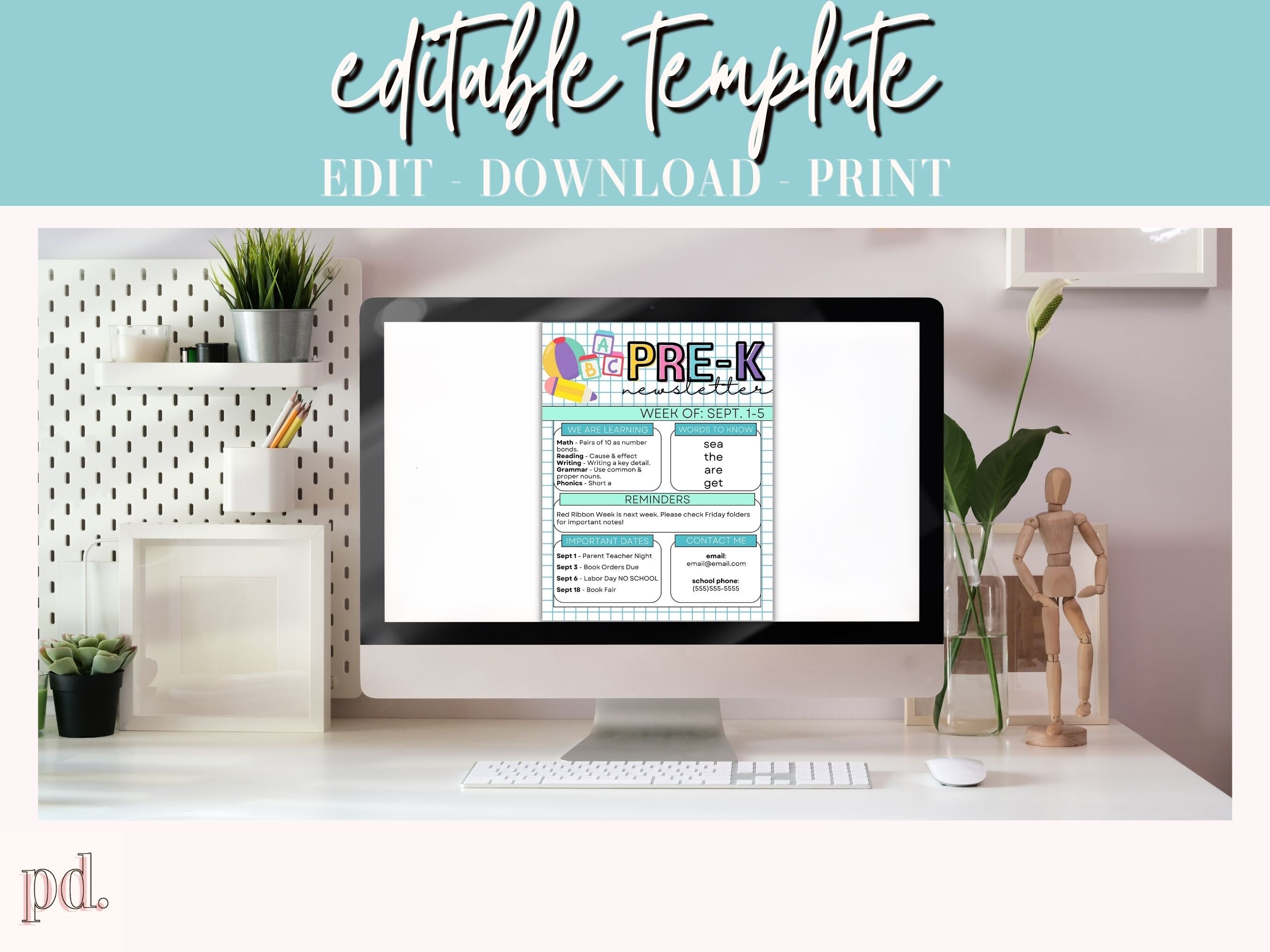 Pre-k Editable School Newsletter, Weekly Classroom Newsletter, Weekly ...