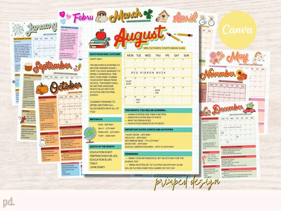 12 Month Newsletter Template Editable School Newsletter - Etsy