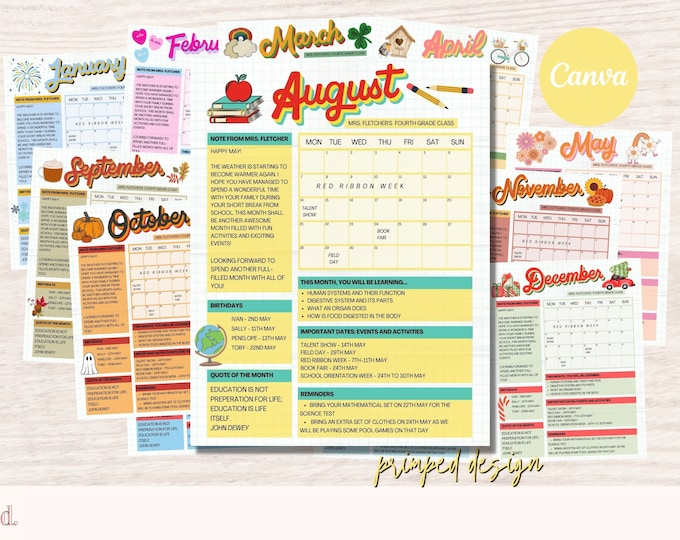EDITABLE School Newsletter, MONTHLY Classroom Newsletter, 12 Month ...