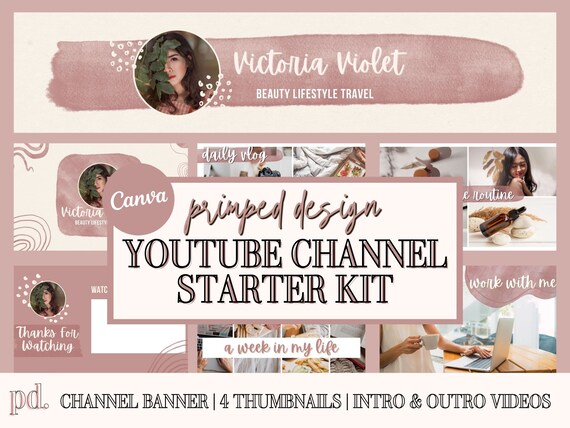 Simple Youtube Channel Starter Kit Editable Canva Templates - Etsy