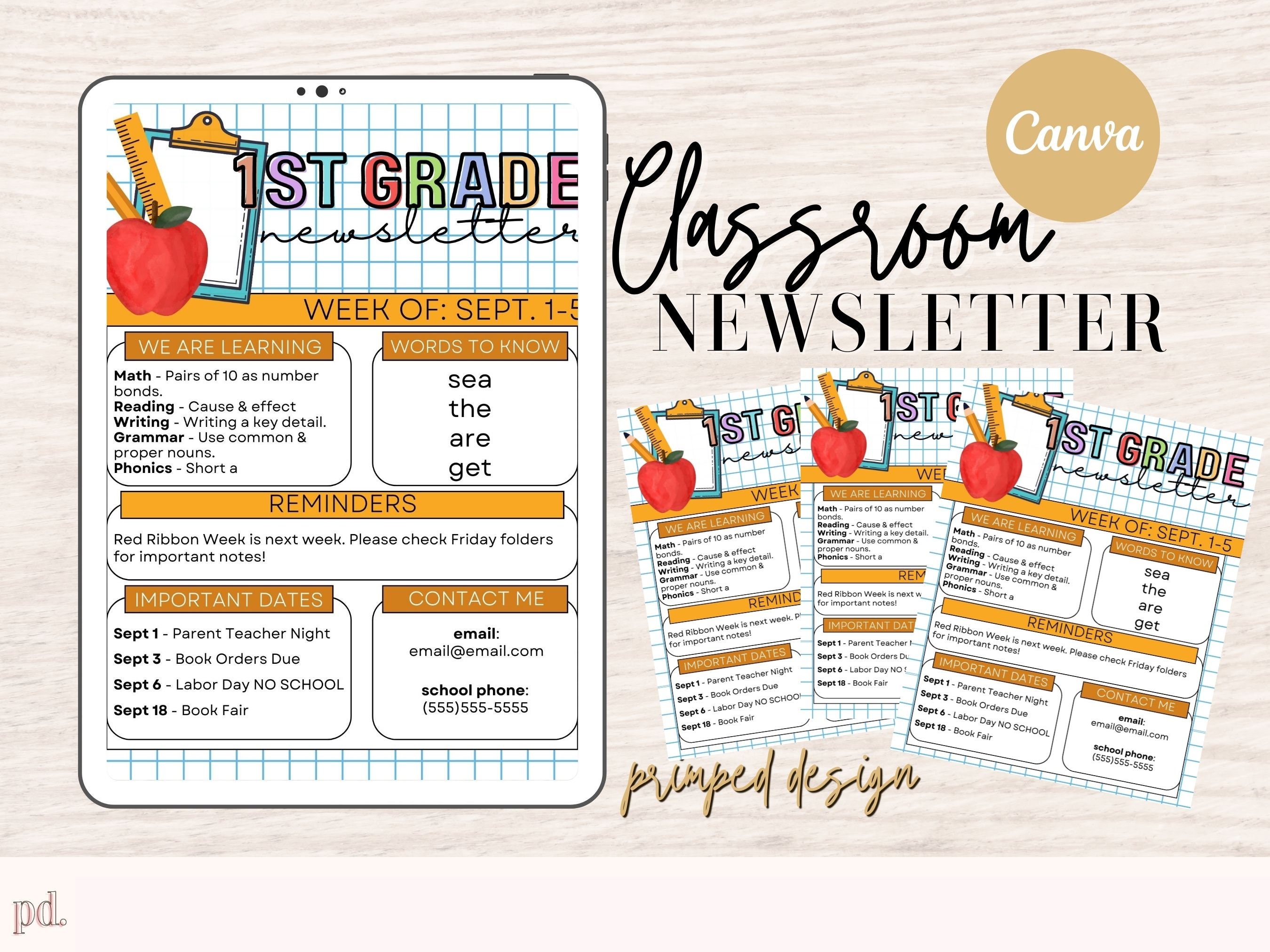 1st Grade Editable School Newsletter, Weekly Classroom Newsletter ...