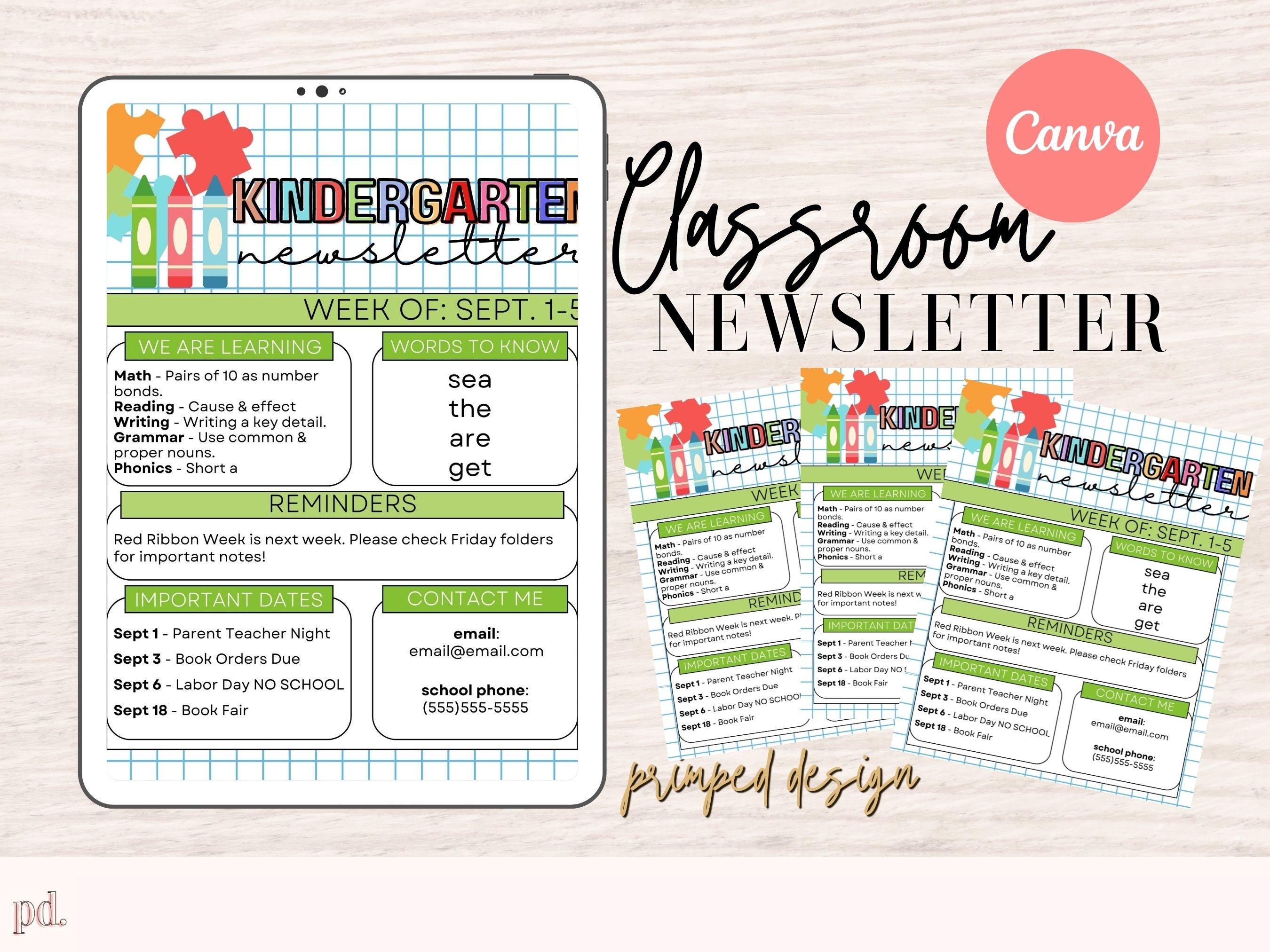 Kindergarten Editable School Newsletter, Weekly Classroom Newsletter ...