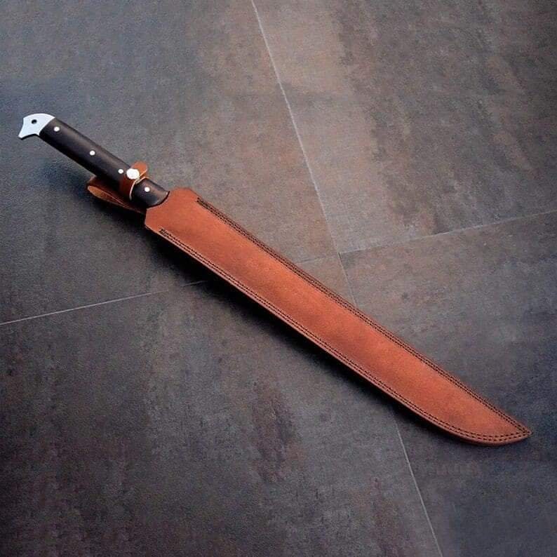 Hand Made D2 Steel Sword Handle Made by Rose Wood and Leather Sheet - Etsy