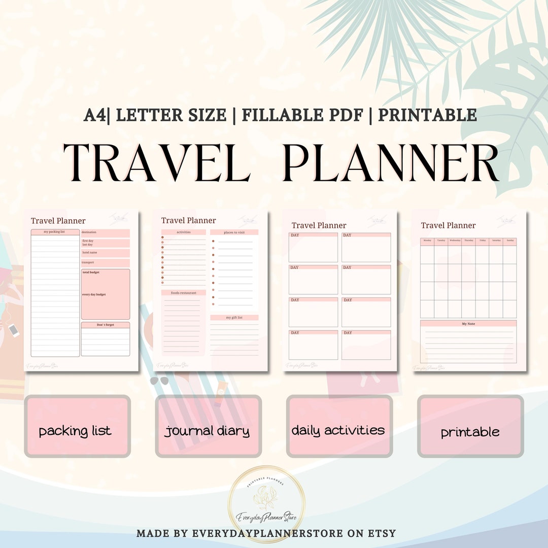 Vacation Travel Planner Weekly Travel Itinerary Saving - Etsy