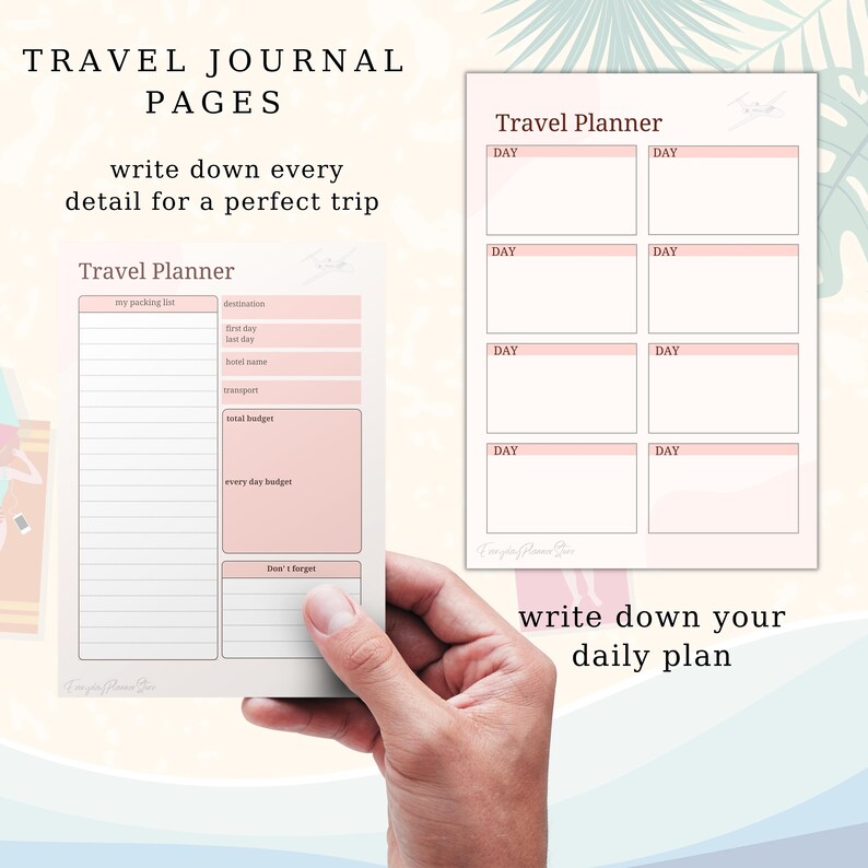 Vacation Travel Planner Weekly Travel Itinerary Saving - Etsy